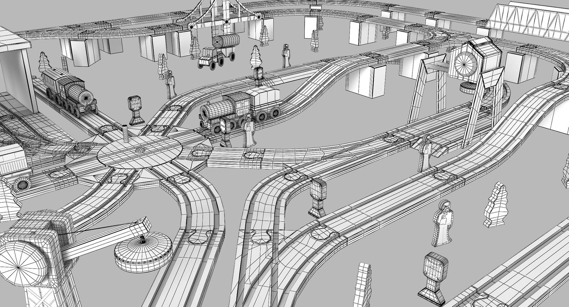 Wooden Railway 3D Model - TurboSquid 1246138