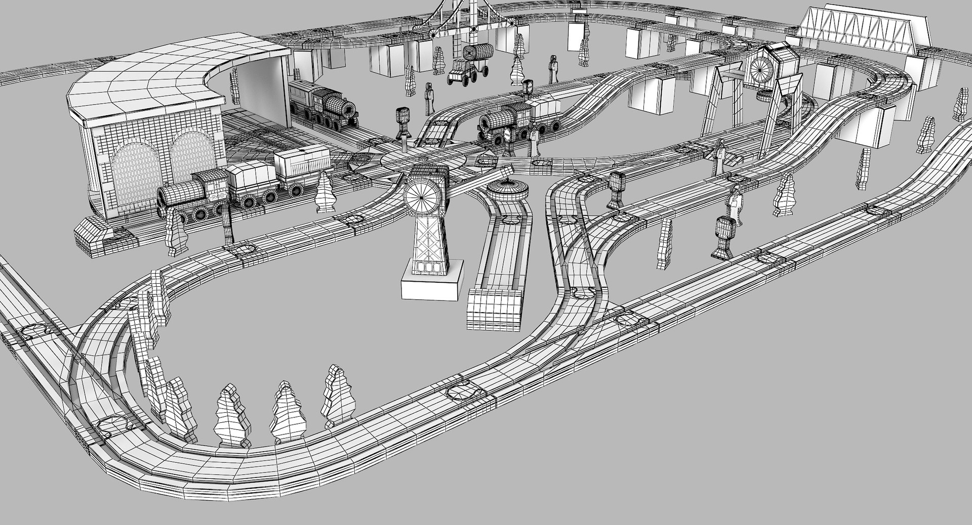 Wooden Railway 3D Model - TurboSquid 1246138