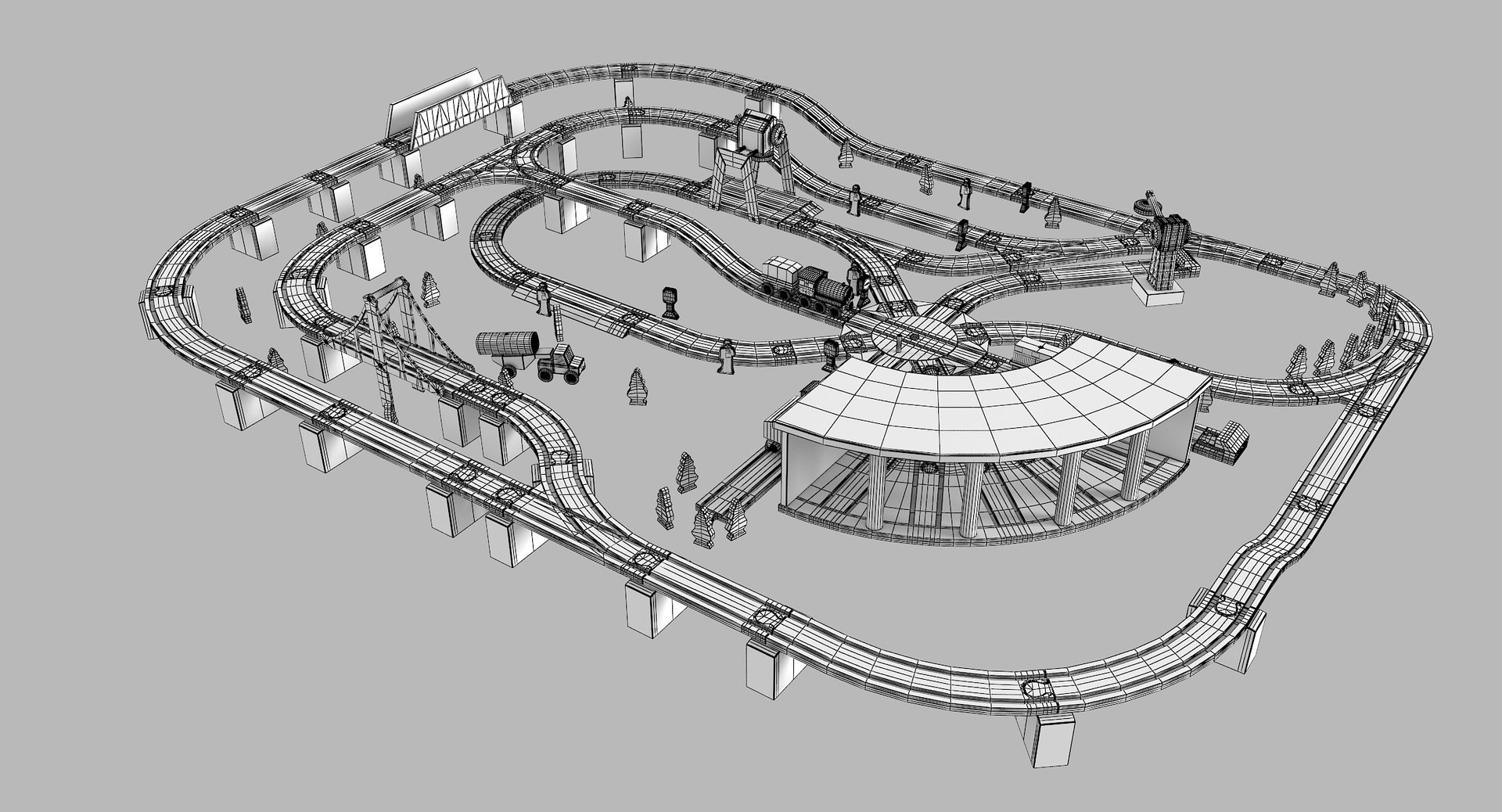 Wooden Railway 3D Model - TurboSquid 1246138