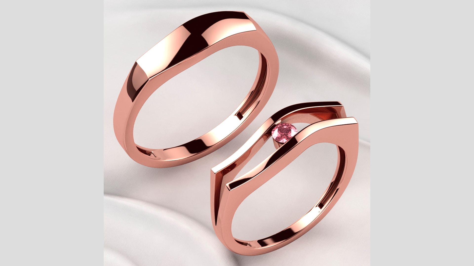 Wedding Fashion Gold Rings Pair 3D model - TurboSquid 1875912