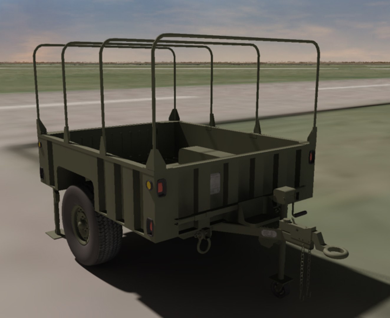 6 Military Trailer Set 3d Model