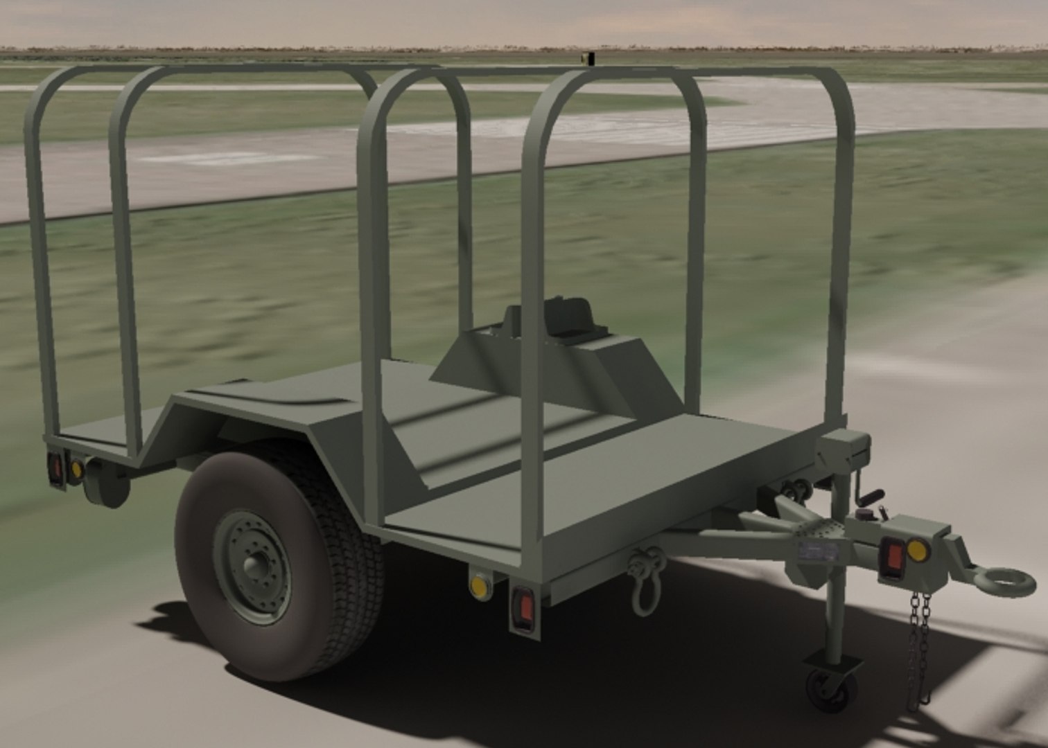 6 military trailer set 3d model