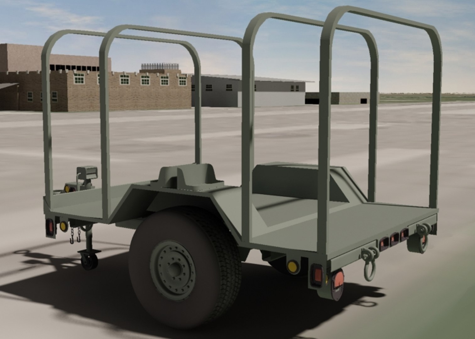 6 military trailer set 3d model