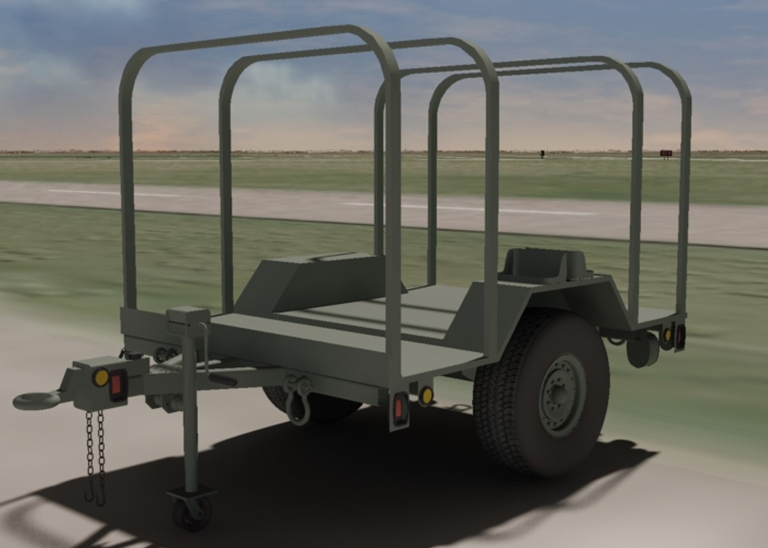 6 military trailer set 3d model