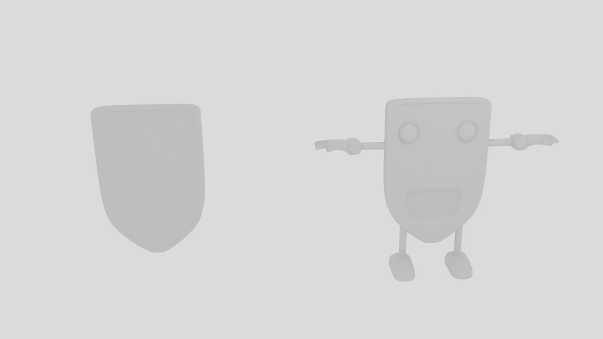 3d Model Cartoon Shield Character