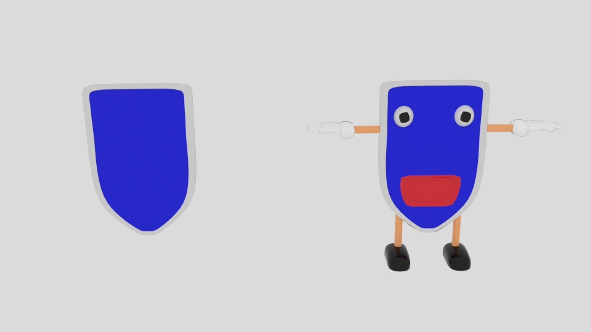3d Model Cartoon Shield Character