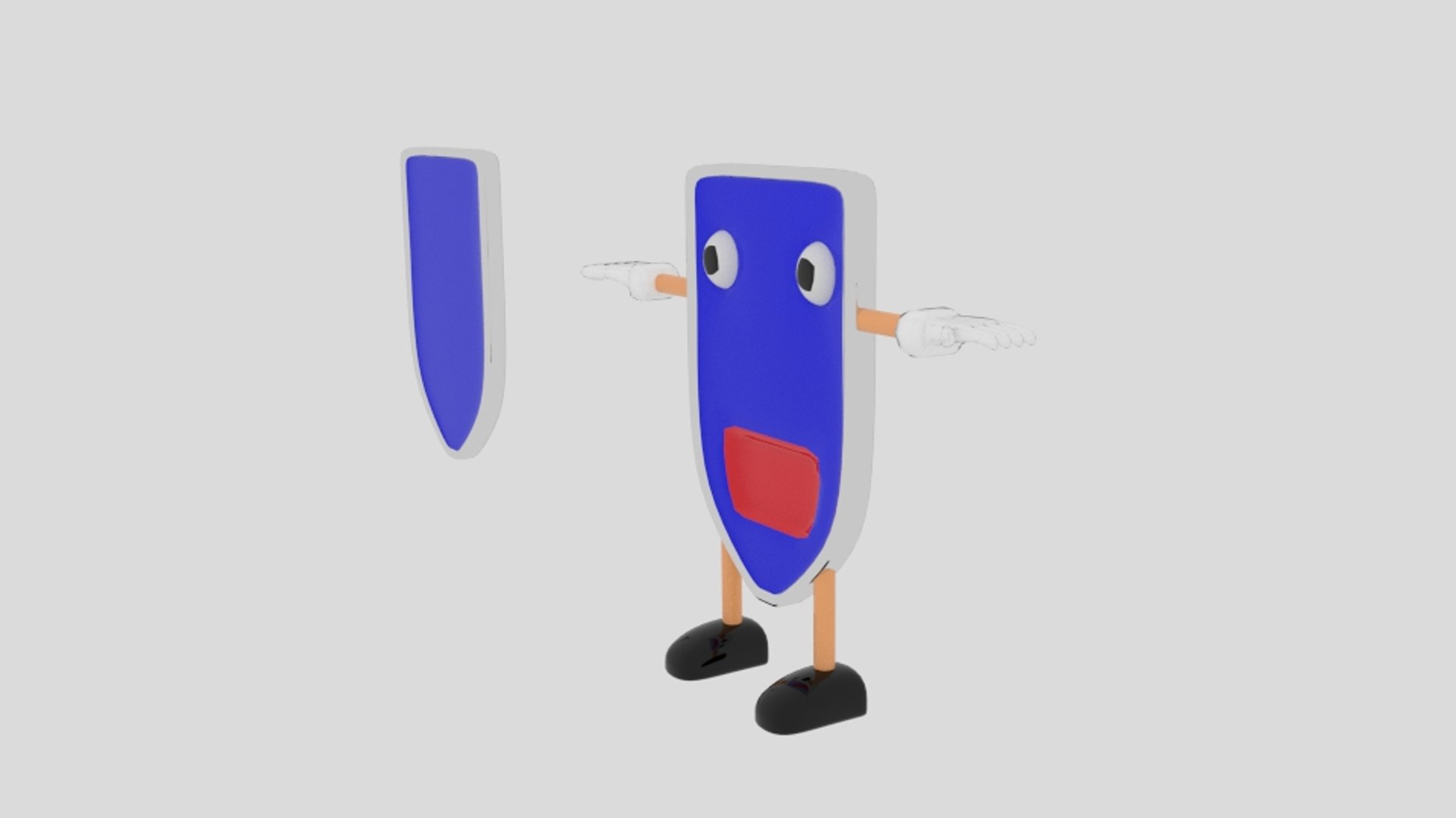 3d Model Cartoon Shield Character