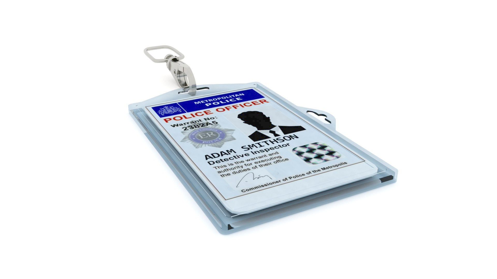 3D UK Police Card In Lanyard - London Officer Pass - With Textures - 3D ...
