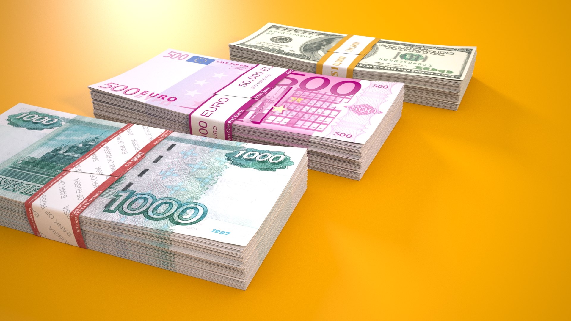 3d stack banknotes model