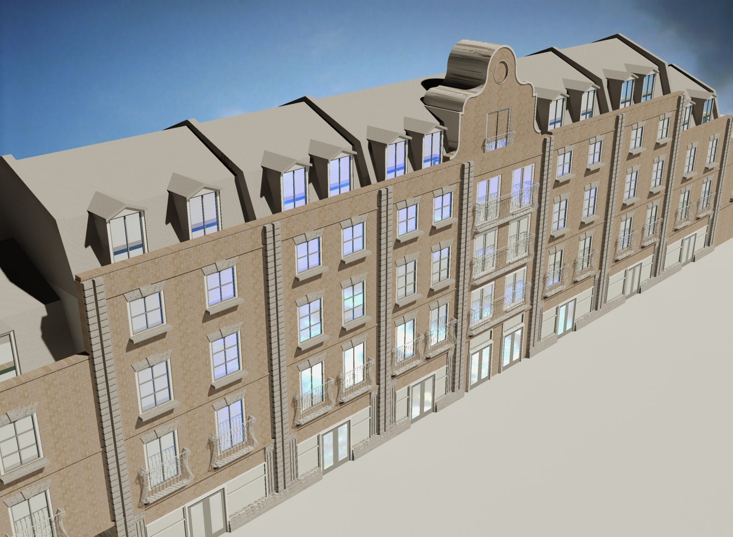 3d building appartments flats model