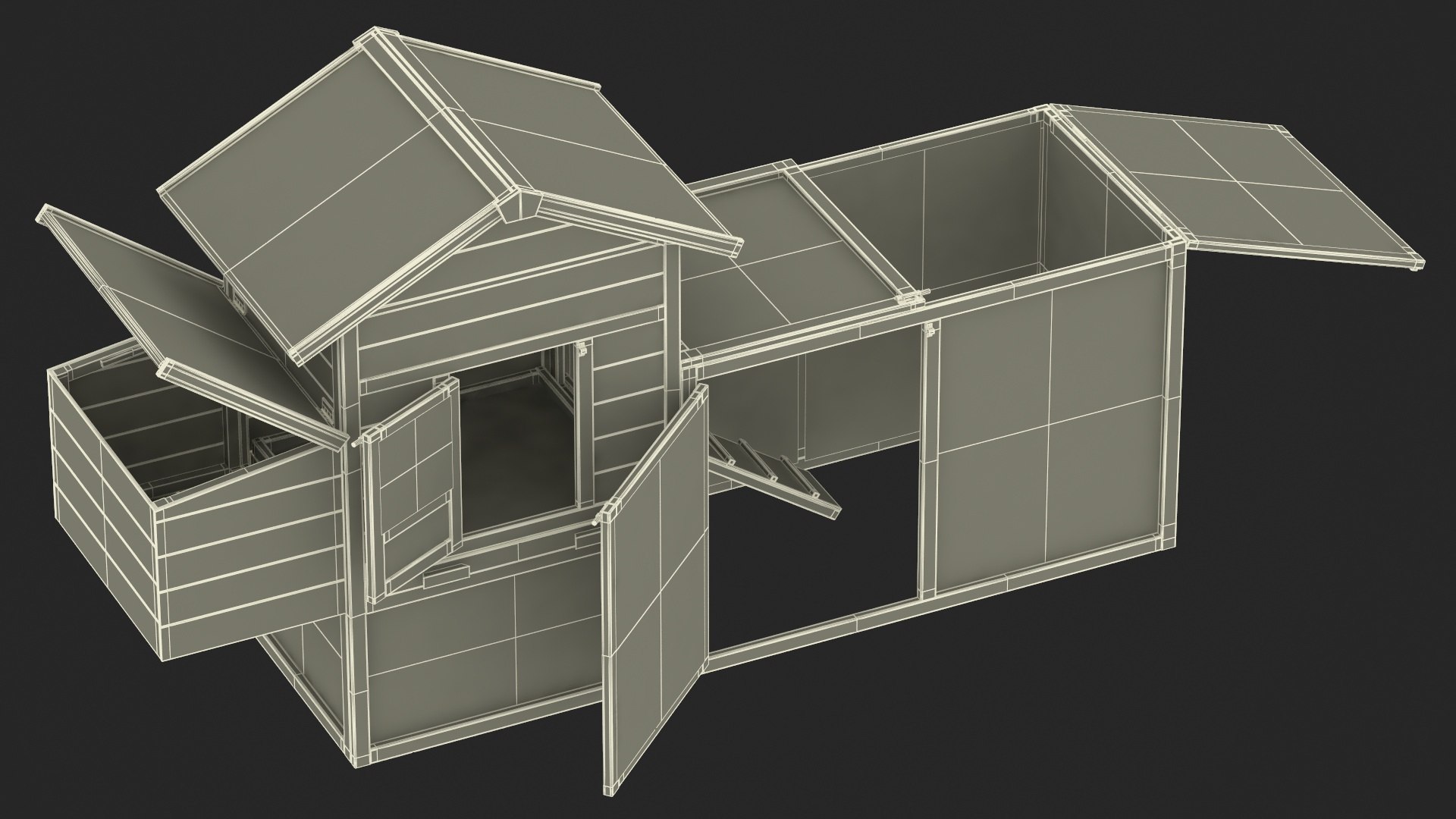 Wooden Small Chicken Coop With Chicken Run Empty 3D Model - TurboSquid ...