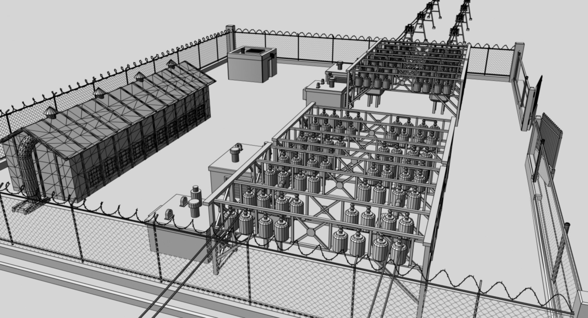 Power Substation Buildings Electricity 3d Model