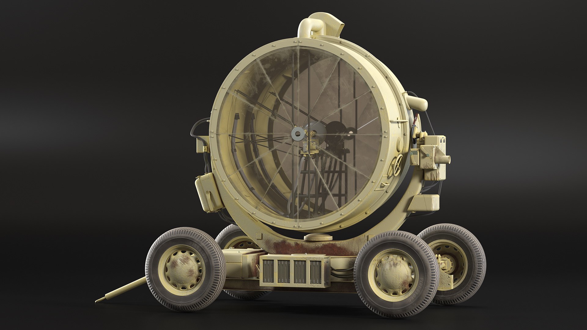 3D Wheeled Military Searchlight Old Rigged Model - TurboSquid 1966211