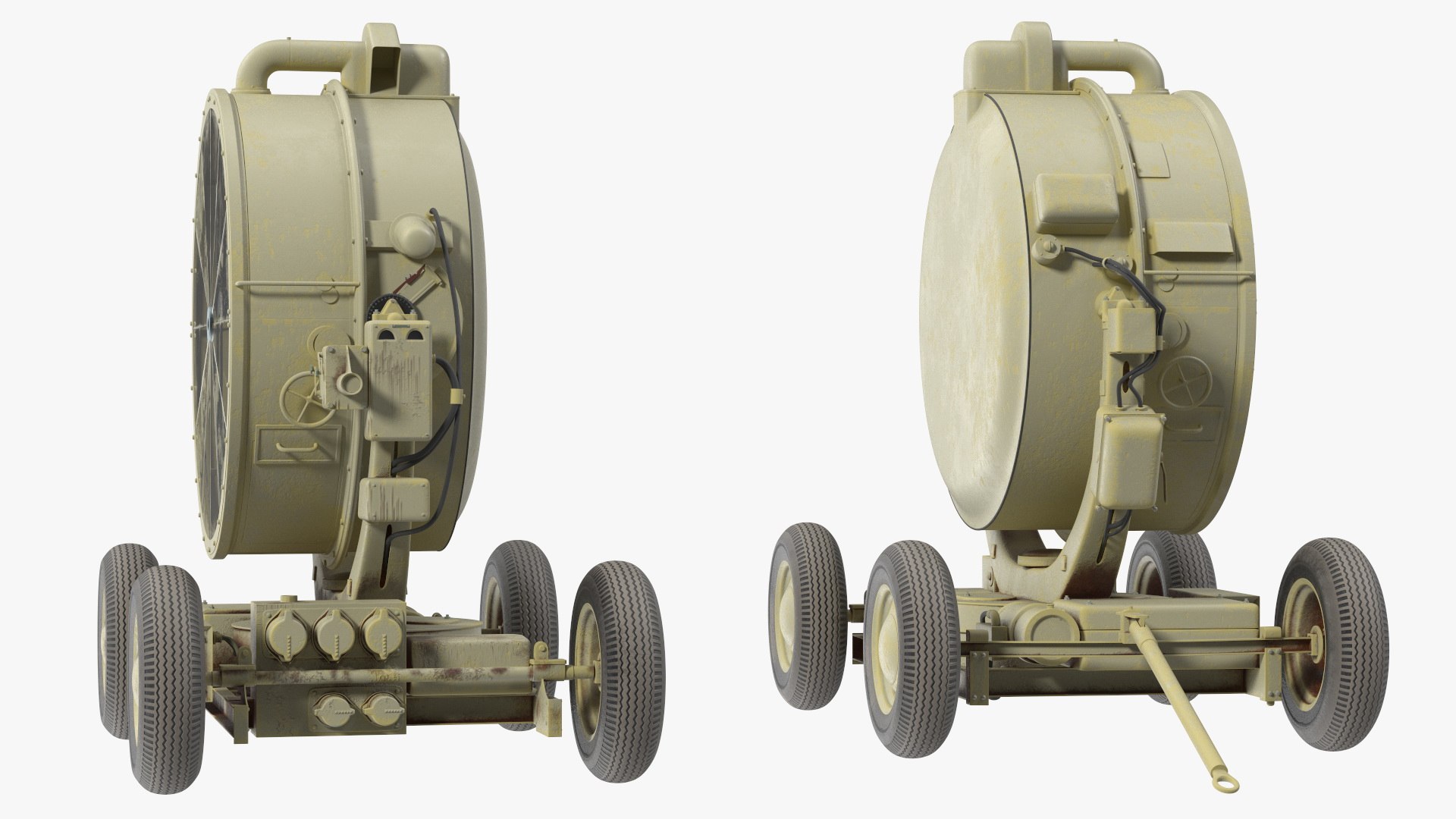 3D Wheeled Military Searchlight Old Rigged Model - TurboSquid 1966211
