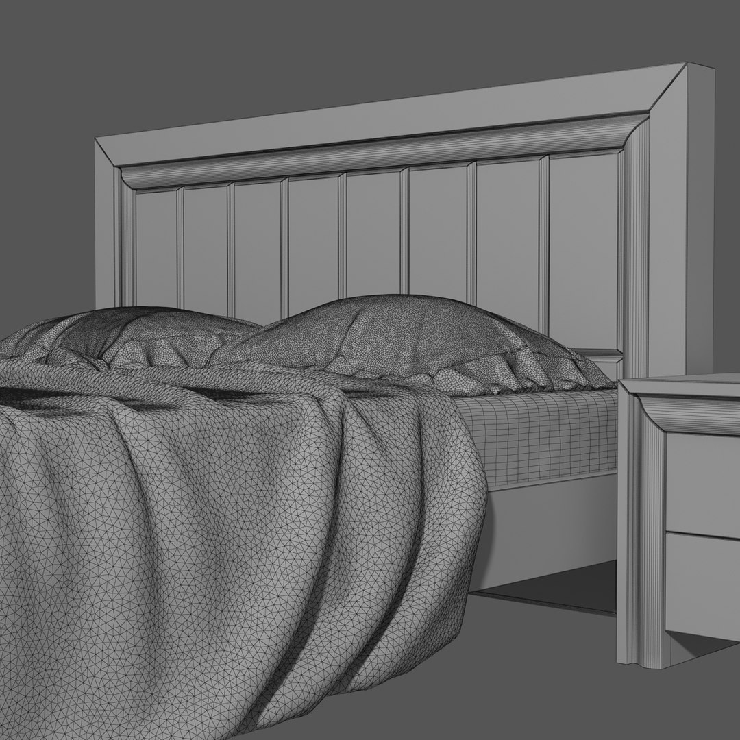 3d Model Realistic Wooden Bed Linens