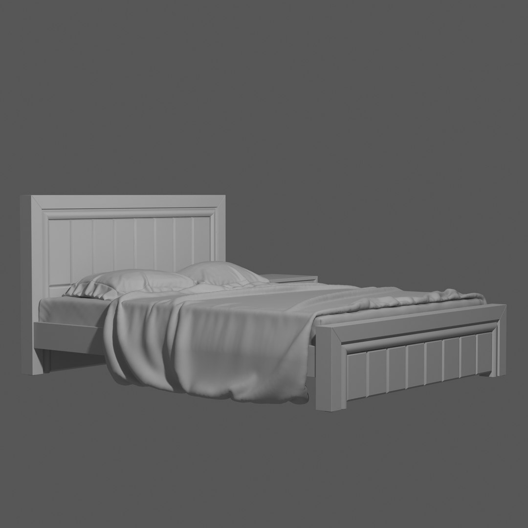 3d Model Realistic Wooden Bed Linens