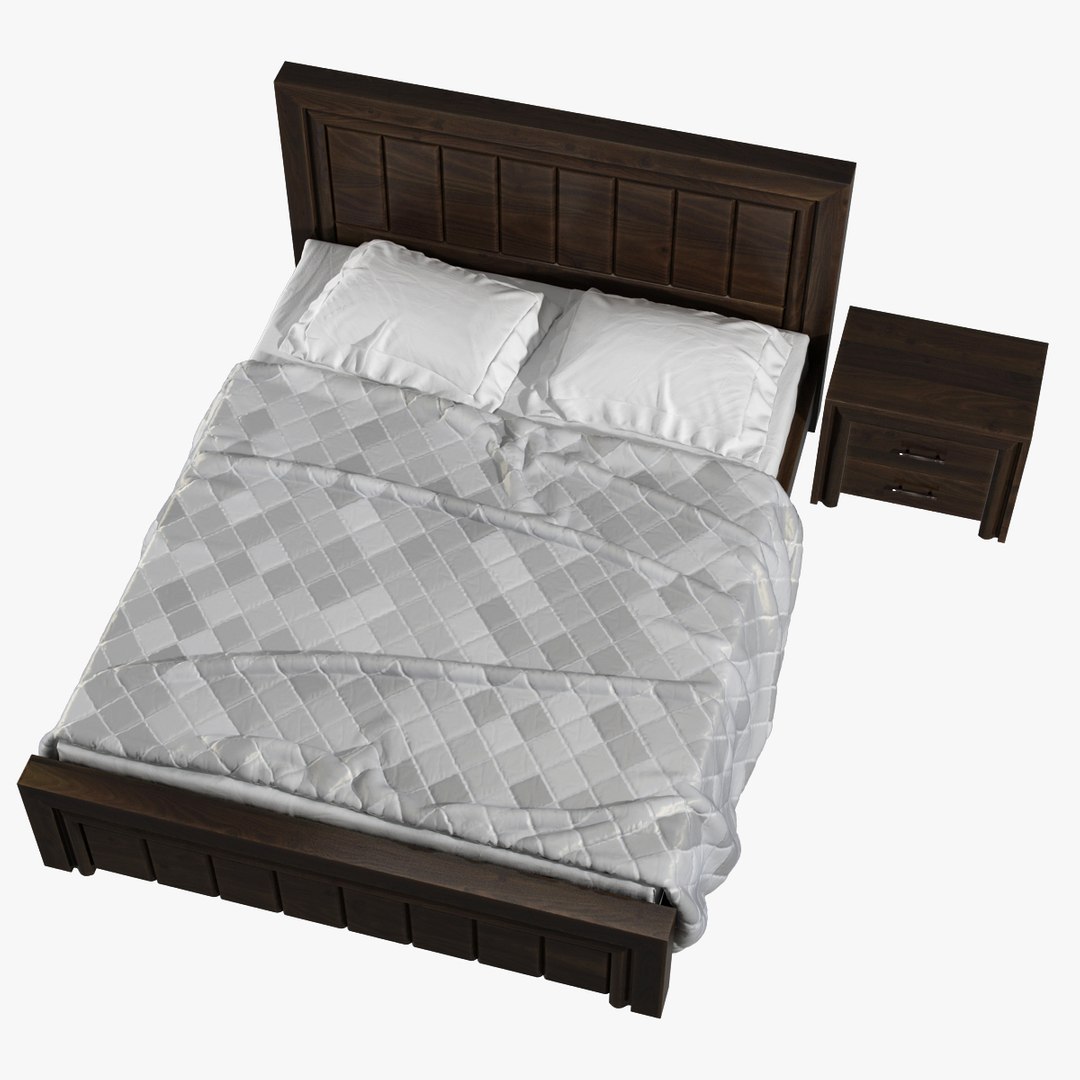 3d Model Realistic Wooden Bed Linens