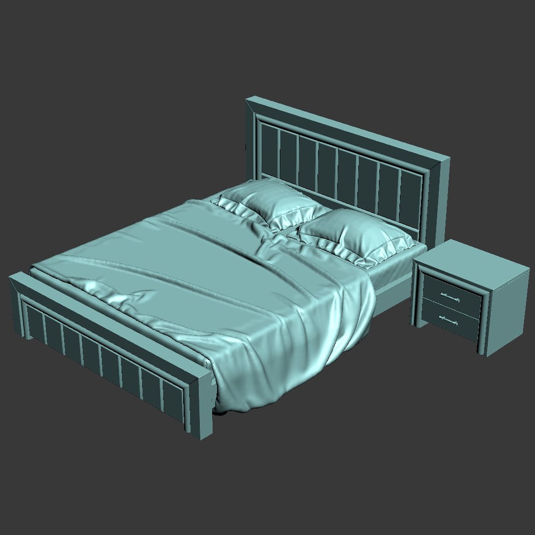 3d Model Realistic Wooden Bed Linens