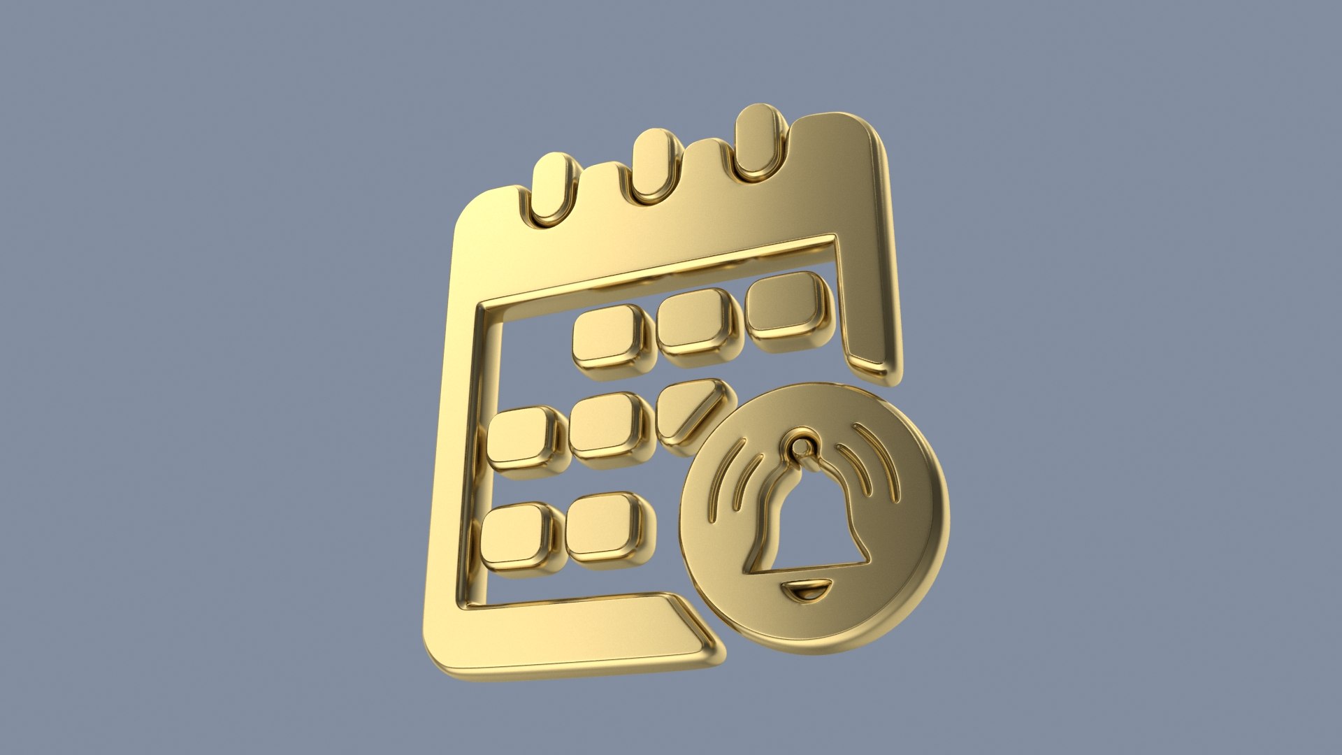 3D Notification Calendar Bell Alarm Reminder Symbol Gold - TurboSquid ...