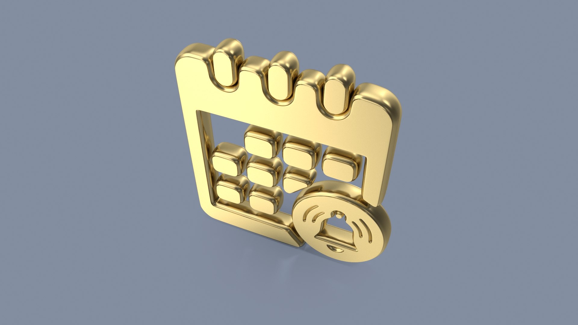 3D Notification Calendar Bell Alarm Reminder Symbol Gold - TurboSquid ...