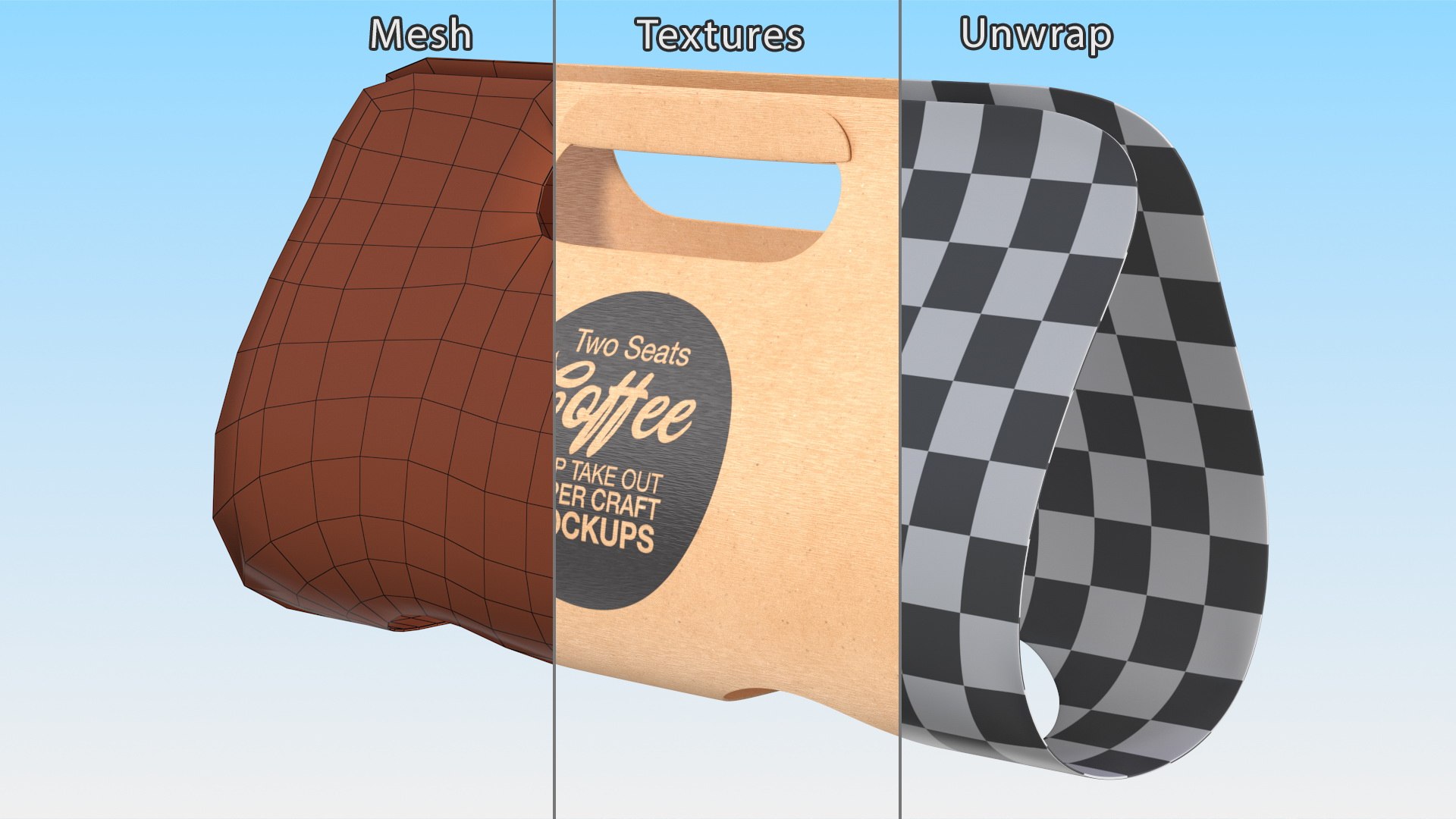 Mockup Two Seats Paper Cup Carrier 3D - TurboSquid 1967523