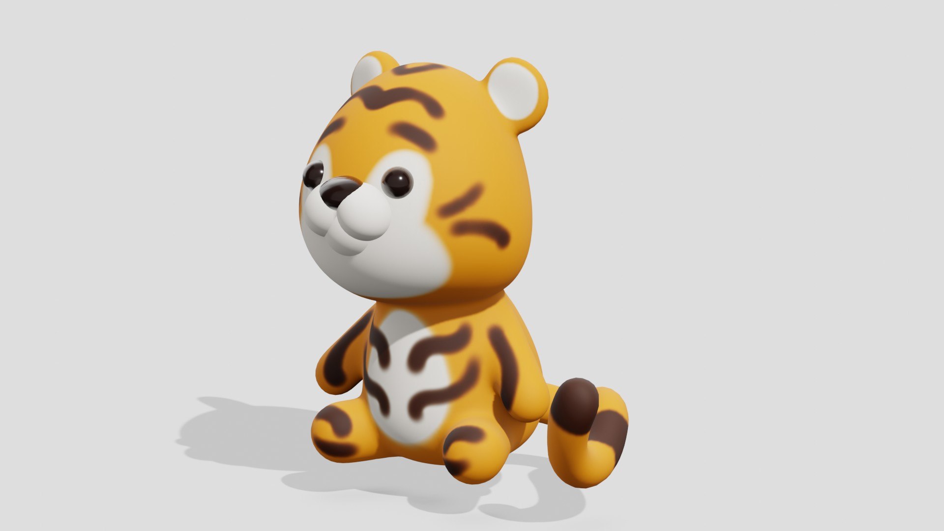 Cute Little Tiger Sitting Model - TurboSquid 2101349