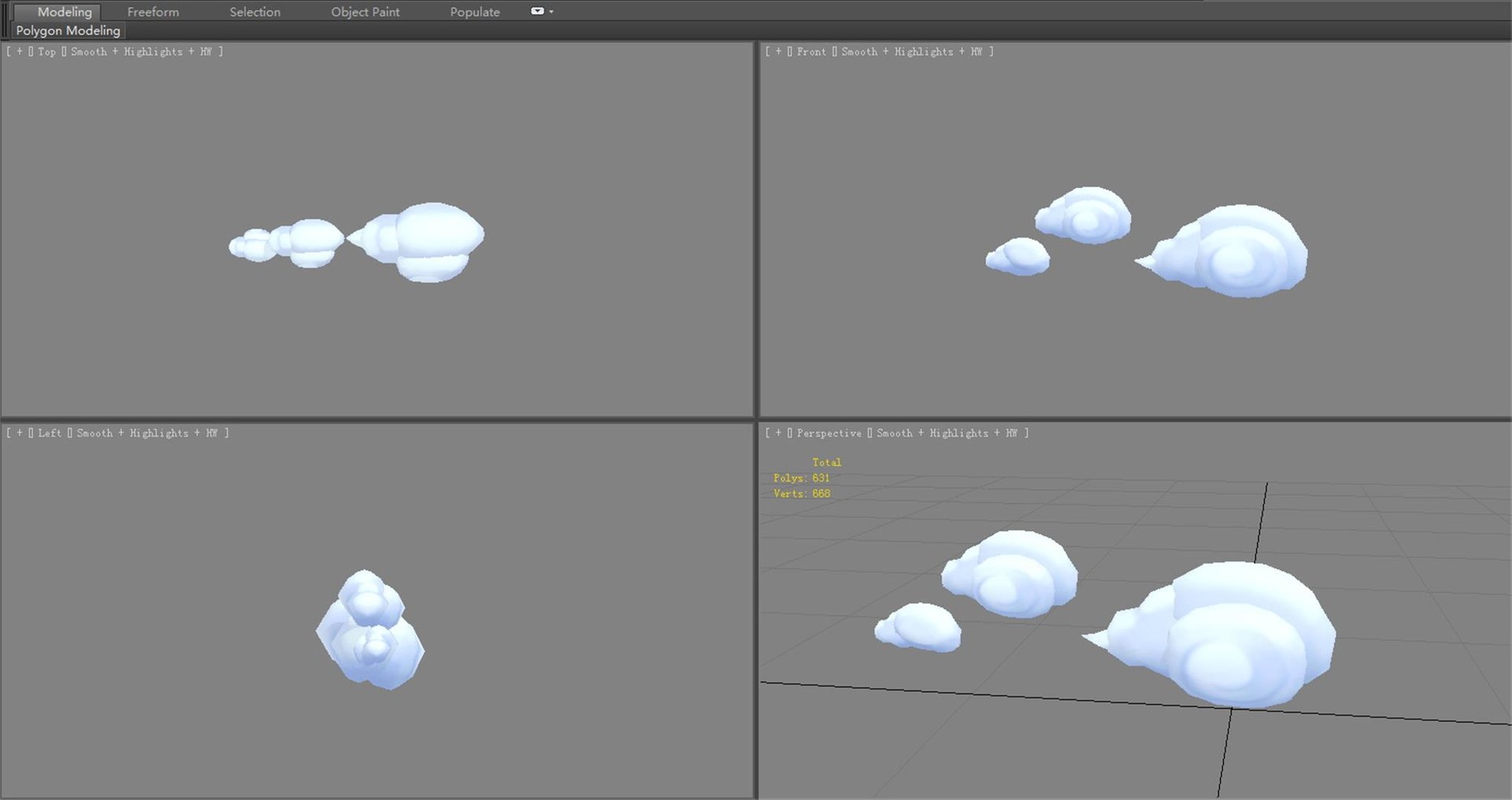 3D Model Cartoon Three White Clouds - TurboSquid 2113643