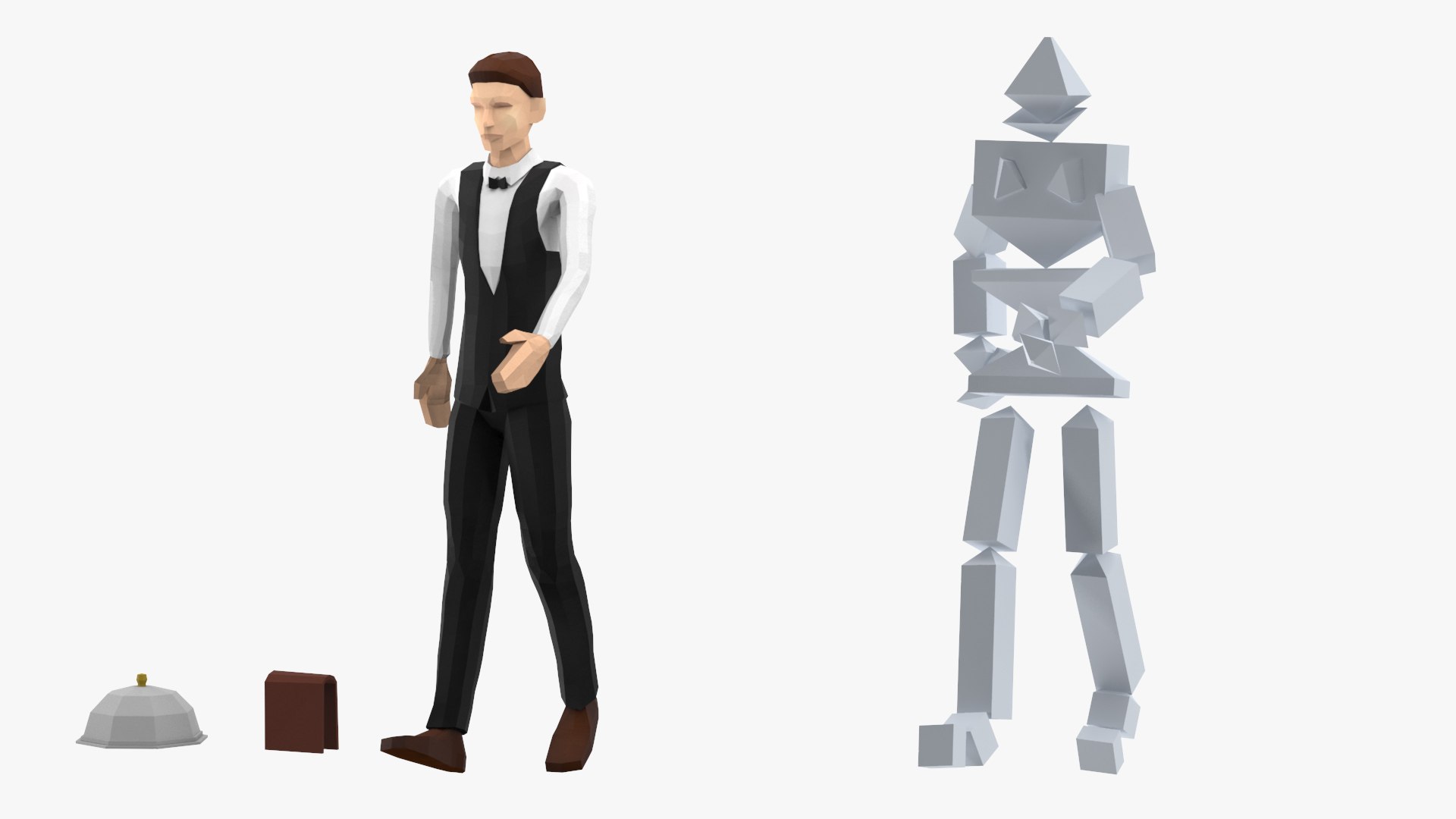3D Waiter Low Poly Rigged - TurboSquid 2183367