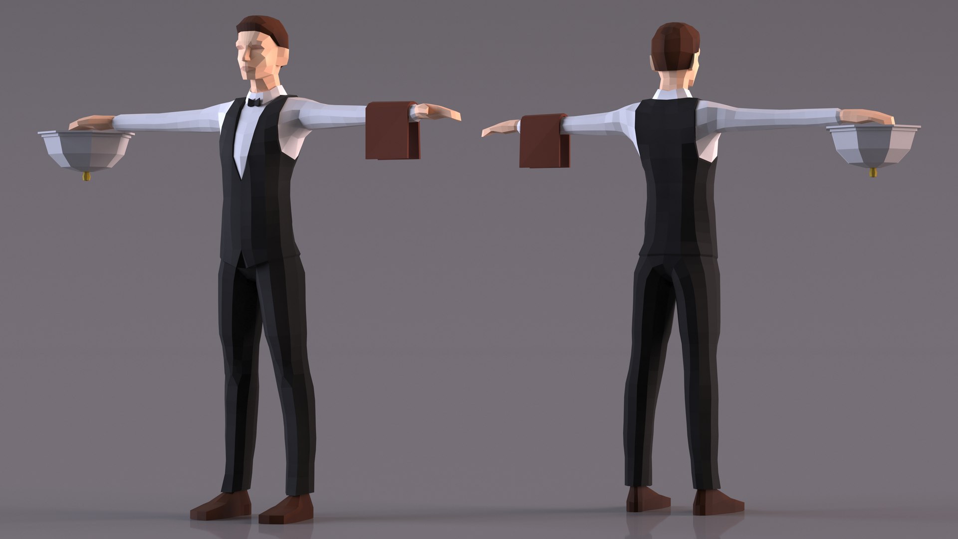 3D Waiter Low Poly Rigged - TurboSquid 2183367