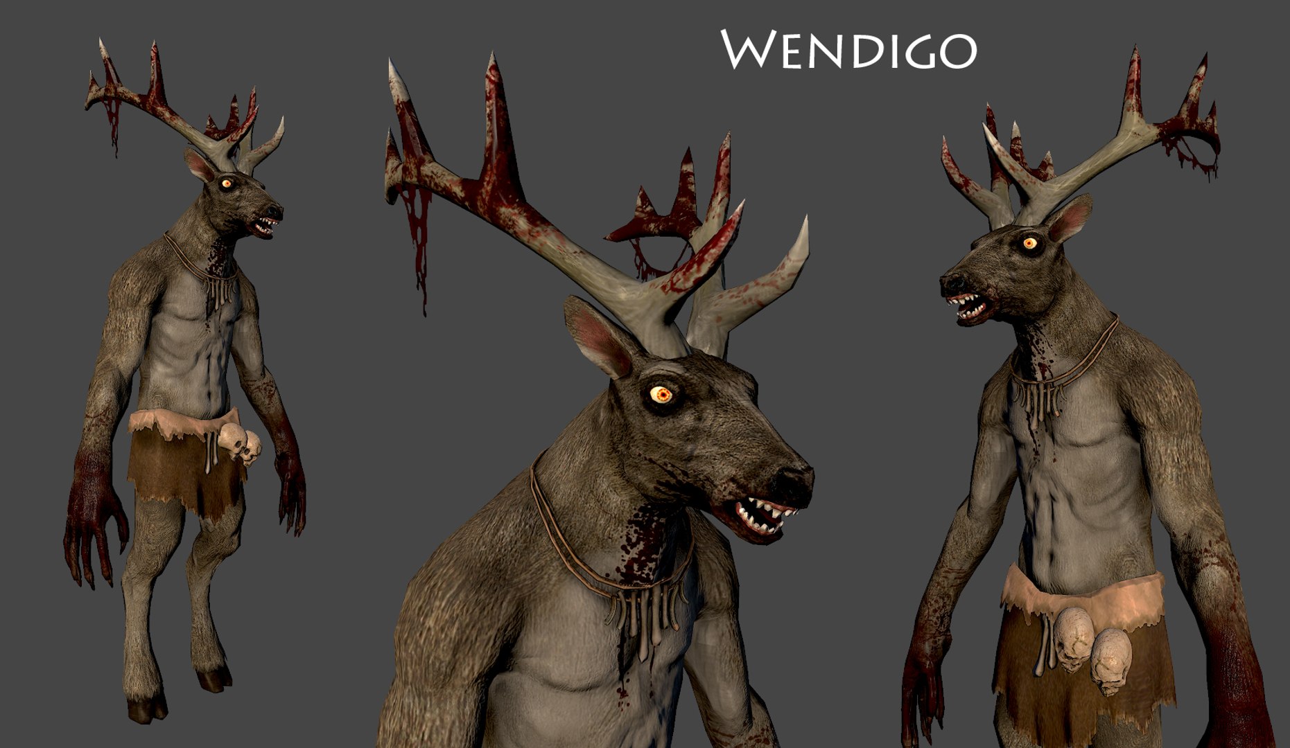 3d Wendigo Monster Model