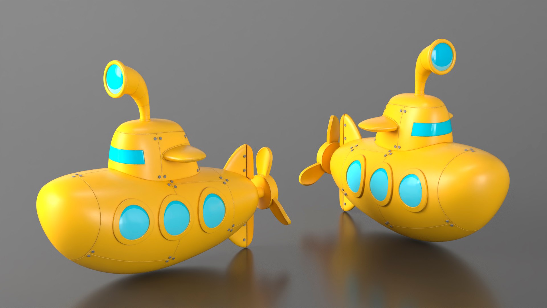 3D Cartoon Submarine Yellow Rigged - TurboSquid 2207892