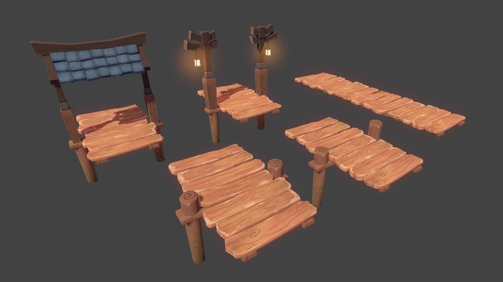 Modular Bridge Props - 3ds