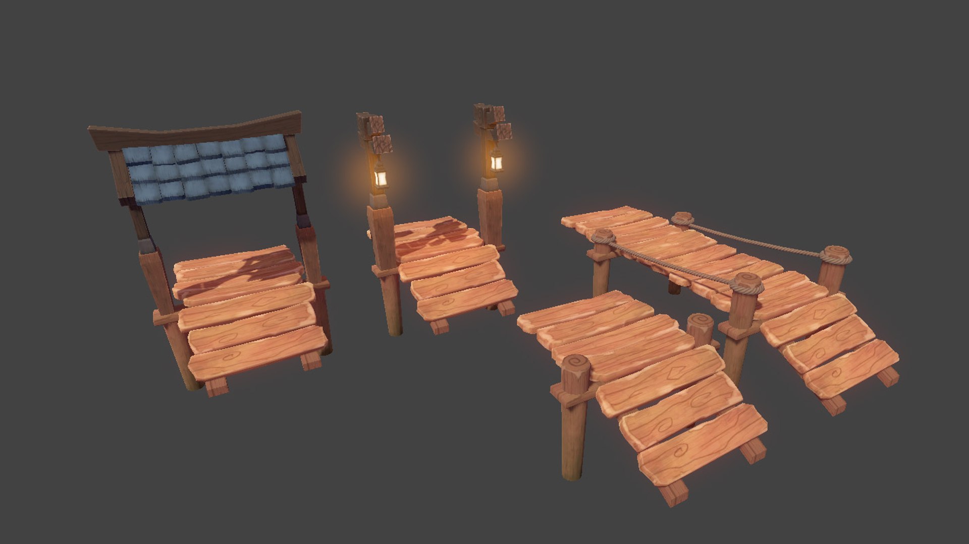 Modular Bridge Props - 3ds