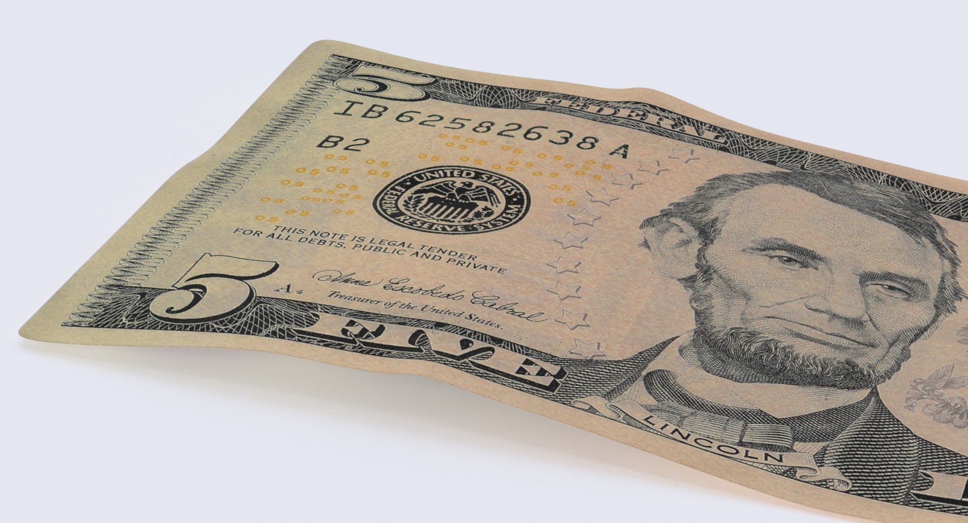 5 dollar bill single 3d max