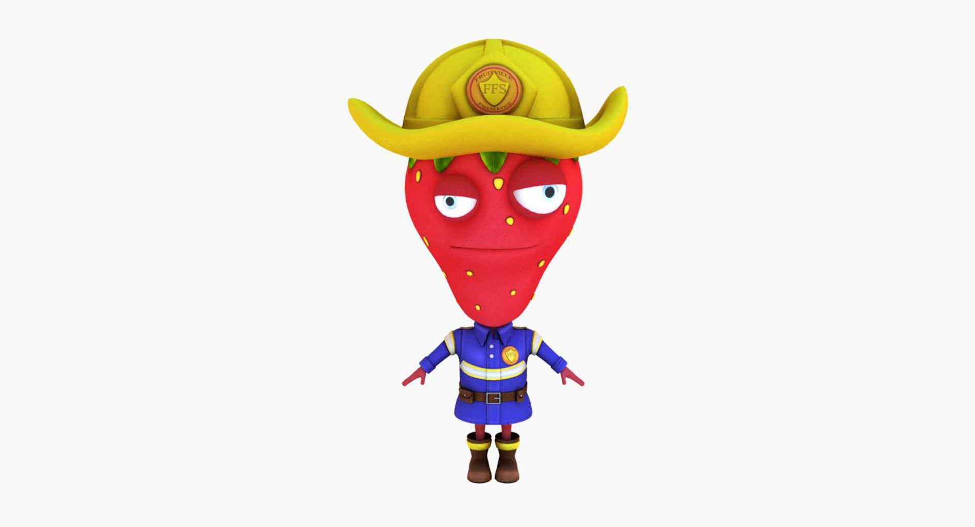 Strawberry Berry Character 3d Model