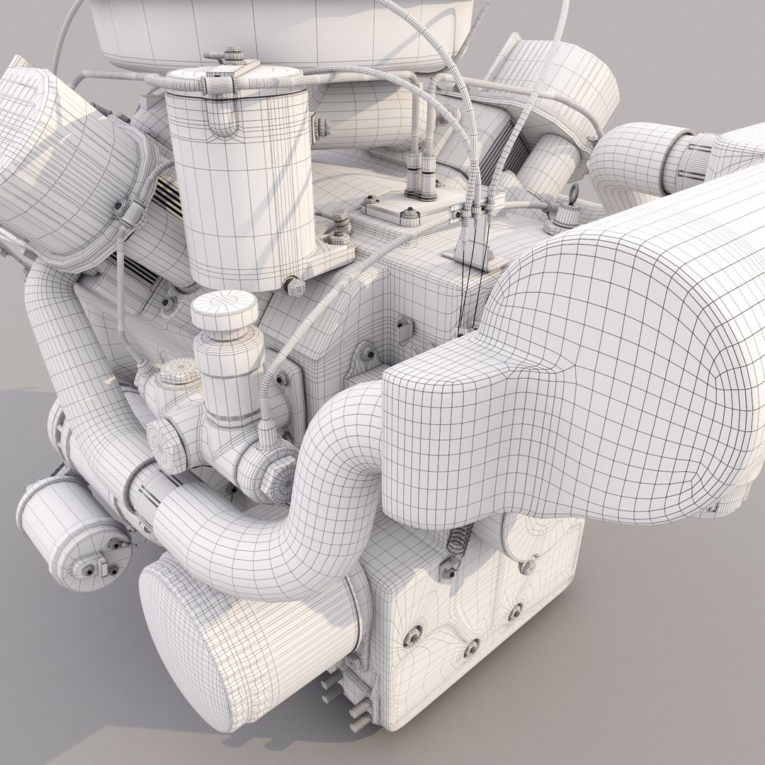 3d Model Old Diesel Engine