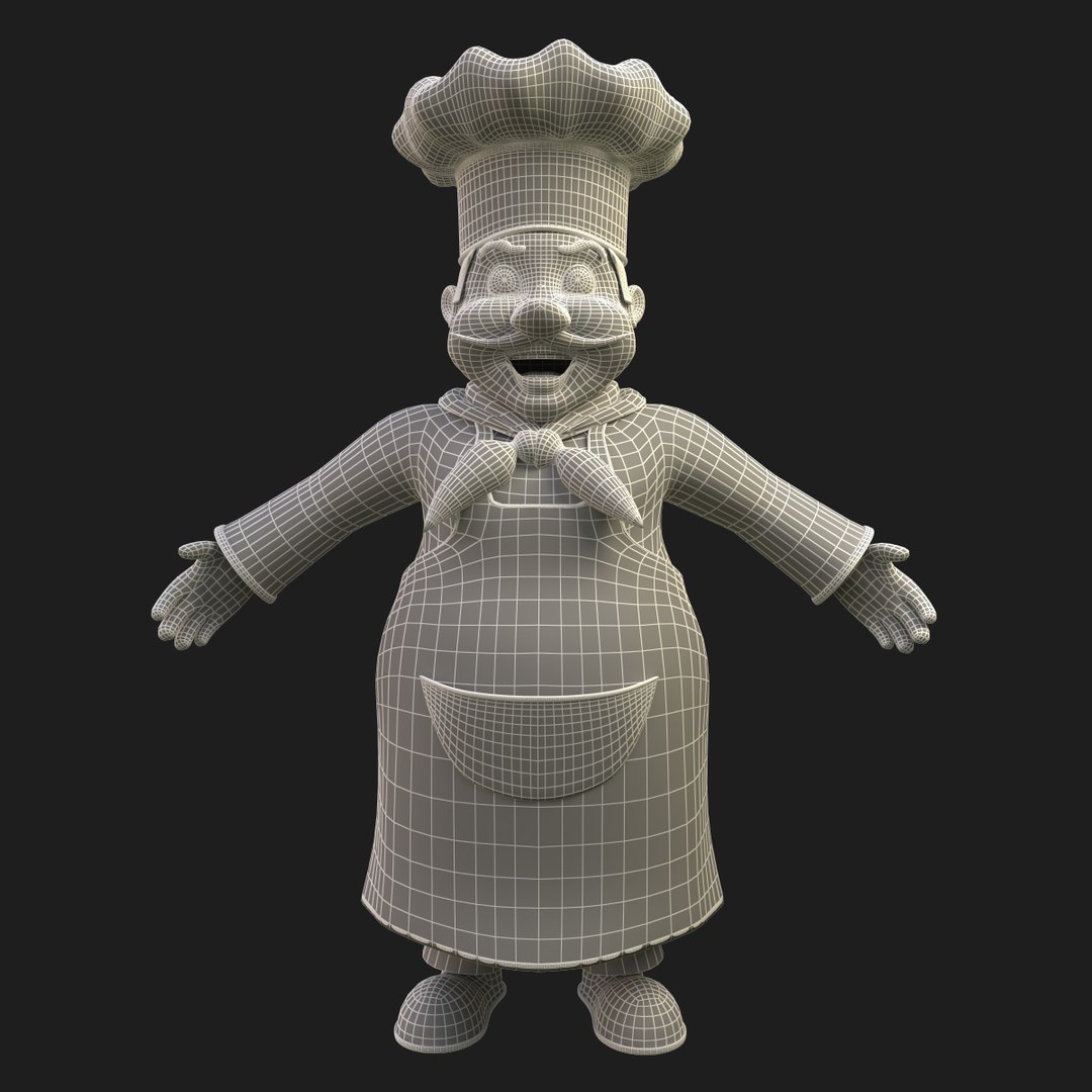 Chef Cartoon Character 3d Model