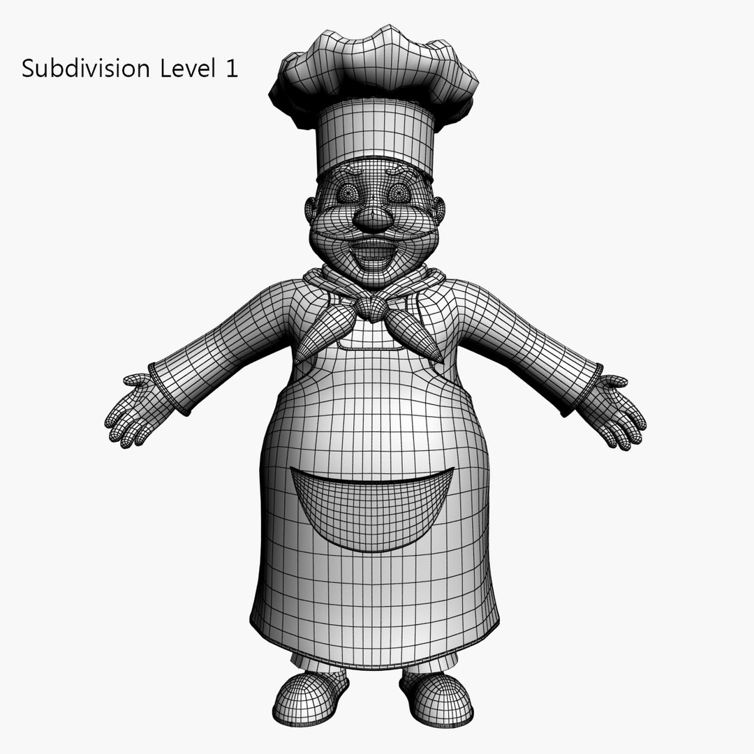 Chef Cartoon Character 3d Model
