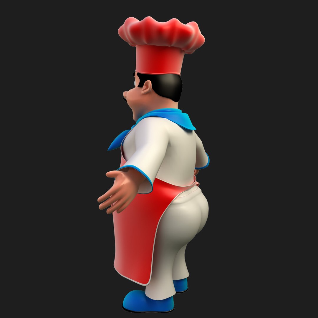 Chef Cartoon Character 3d Model
