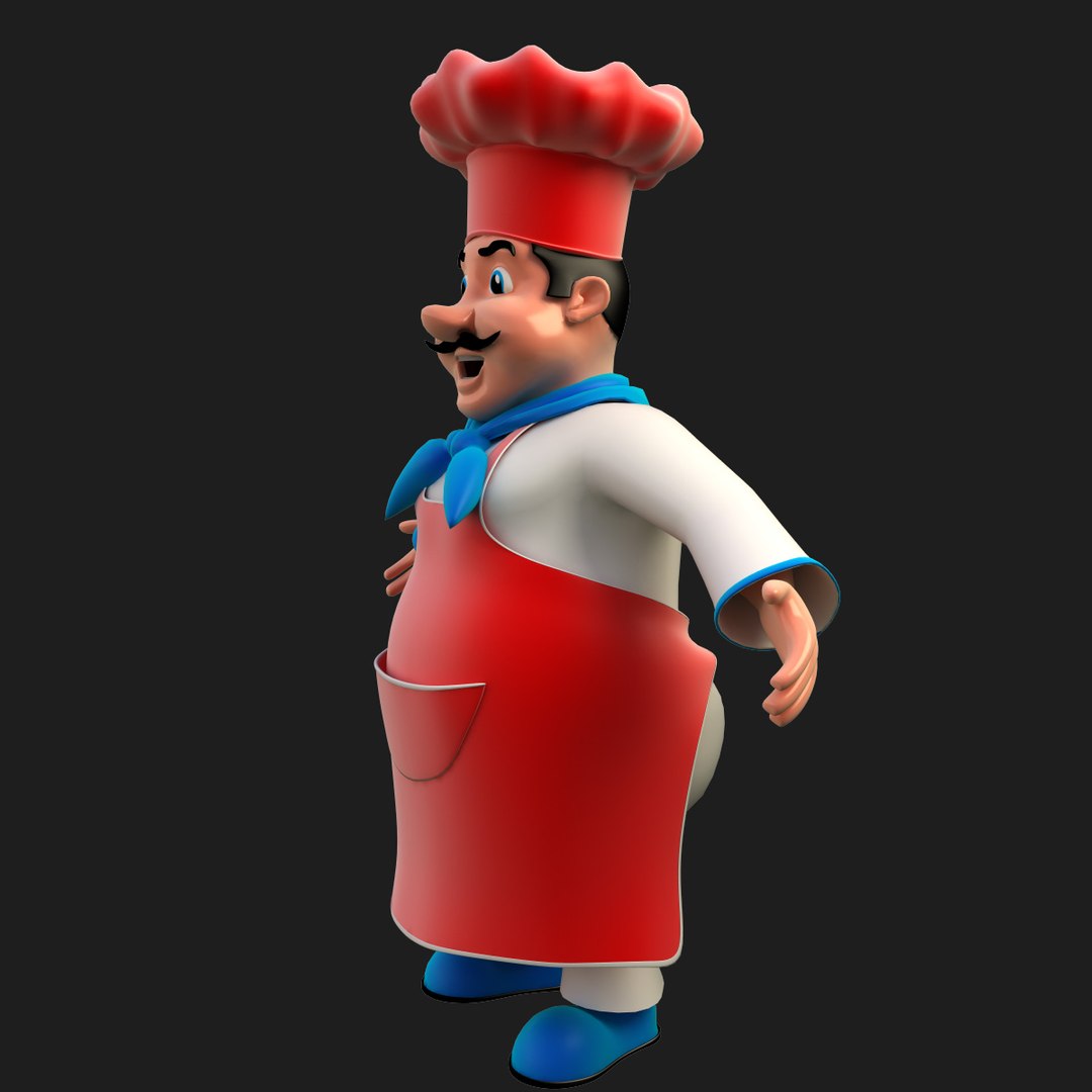Chef Cartoon Character 3d Model