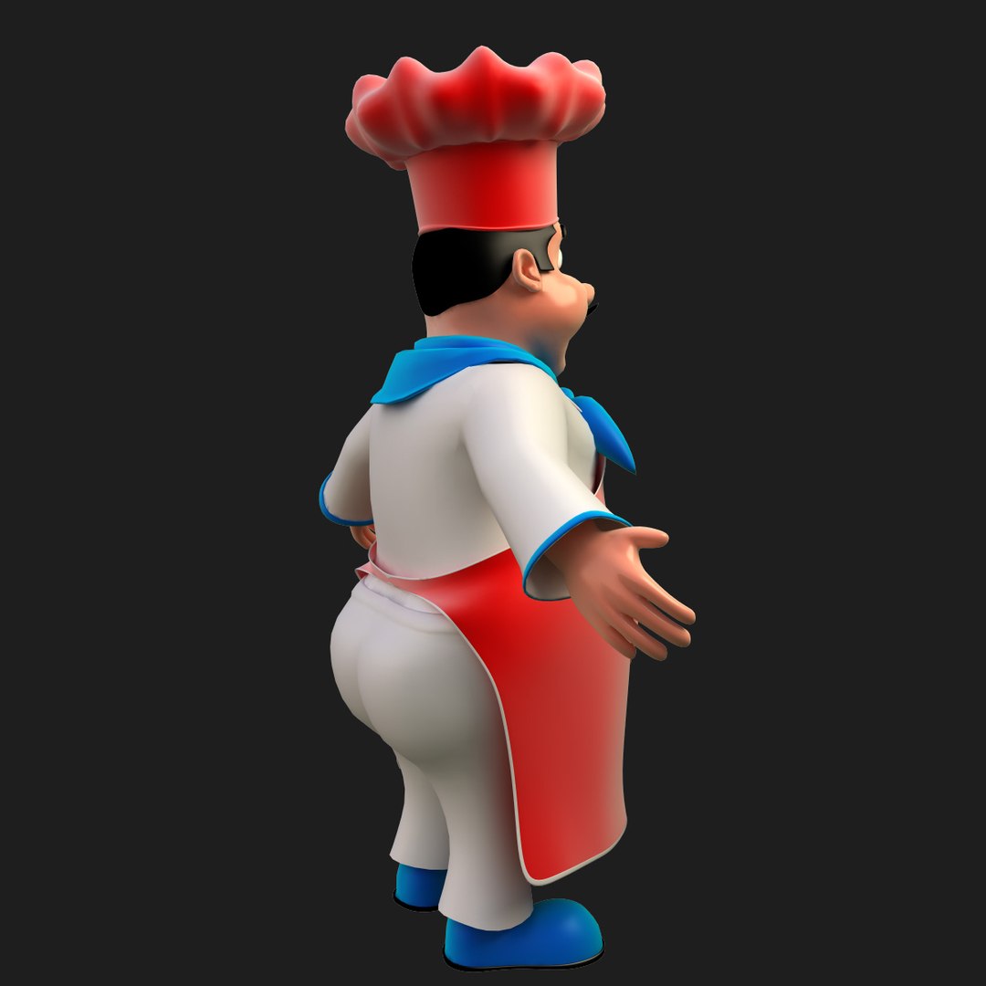 Chef Cartoon Character 3d Model