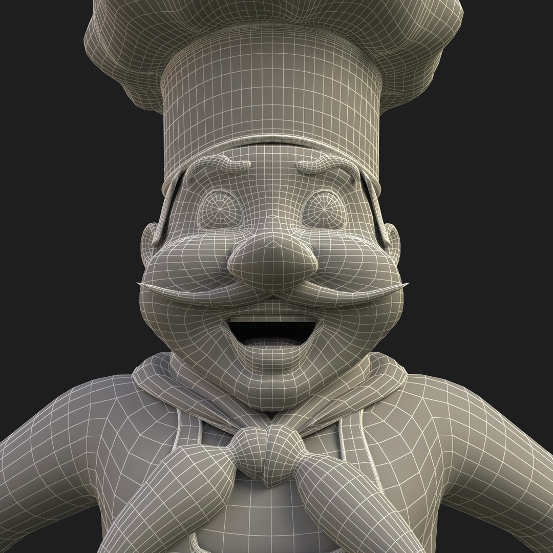 Chef Cartoon Character 3d Model