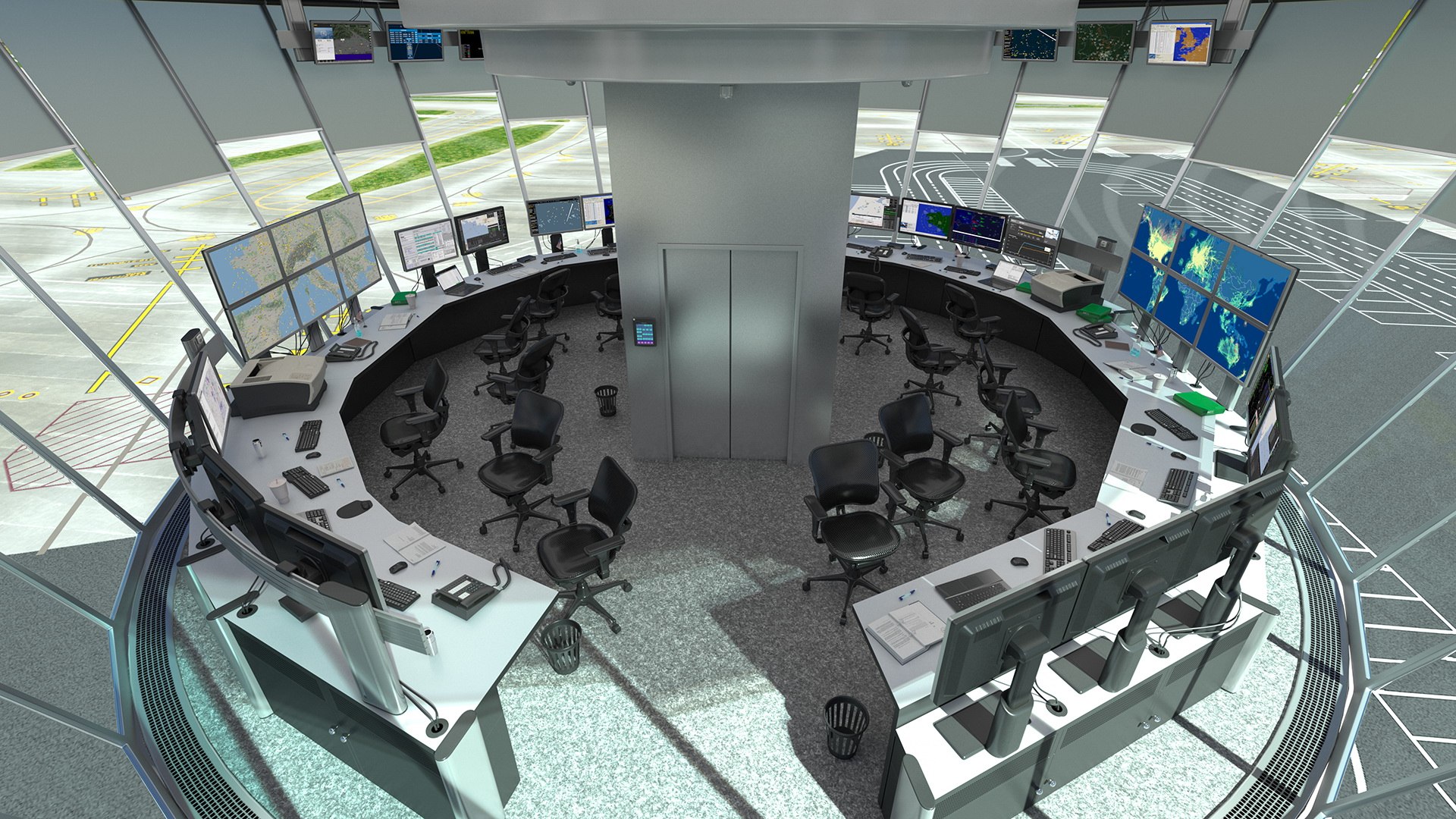 3D Model Airport Air Traffic Control Towers Collection - TurboSquid 2080794