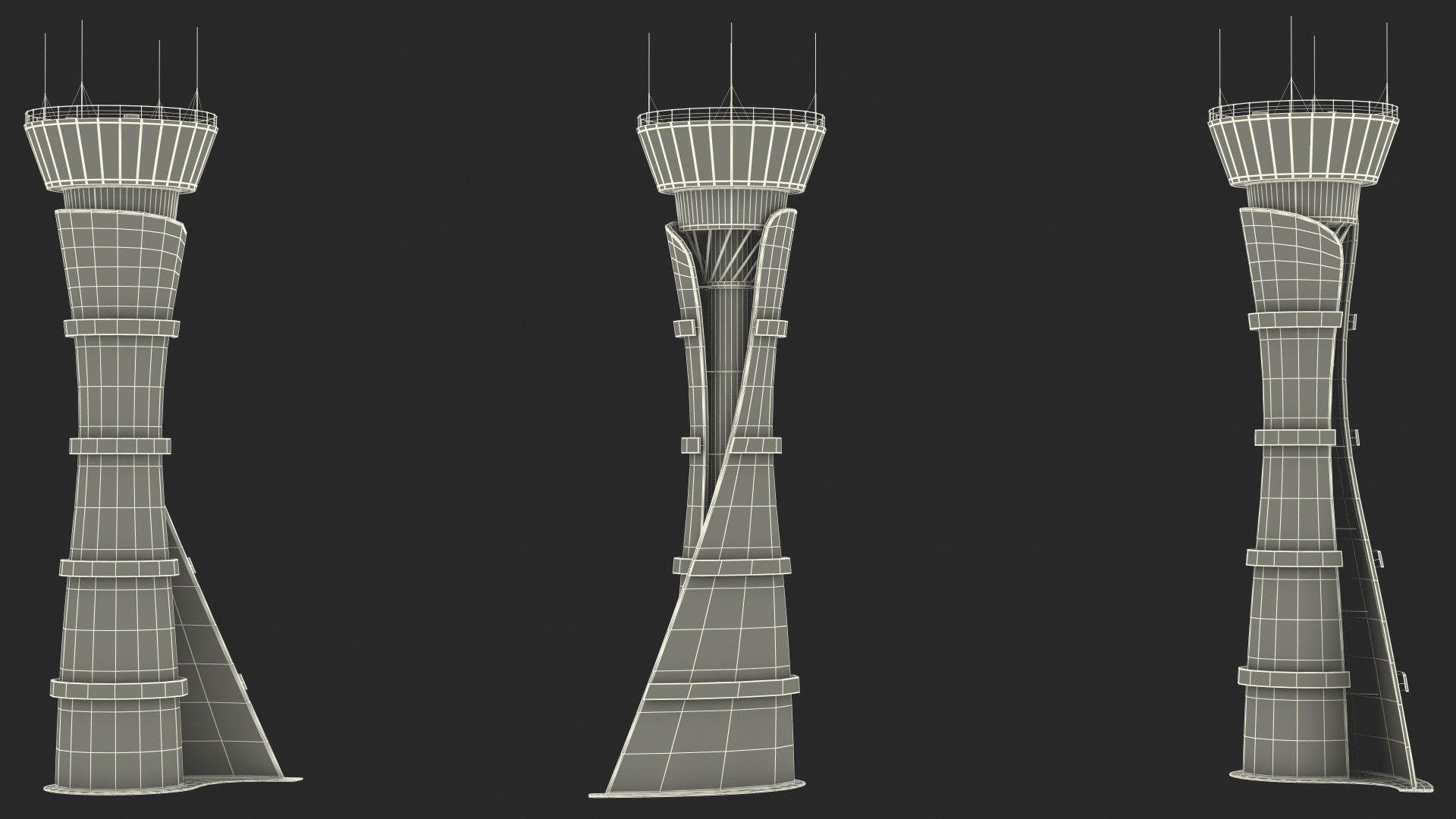 3D Model Airport Air Traffic Control Towers Collection - TurboSquid 2080794