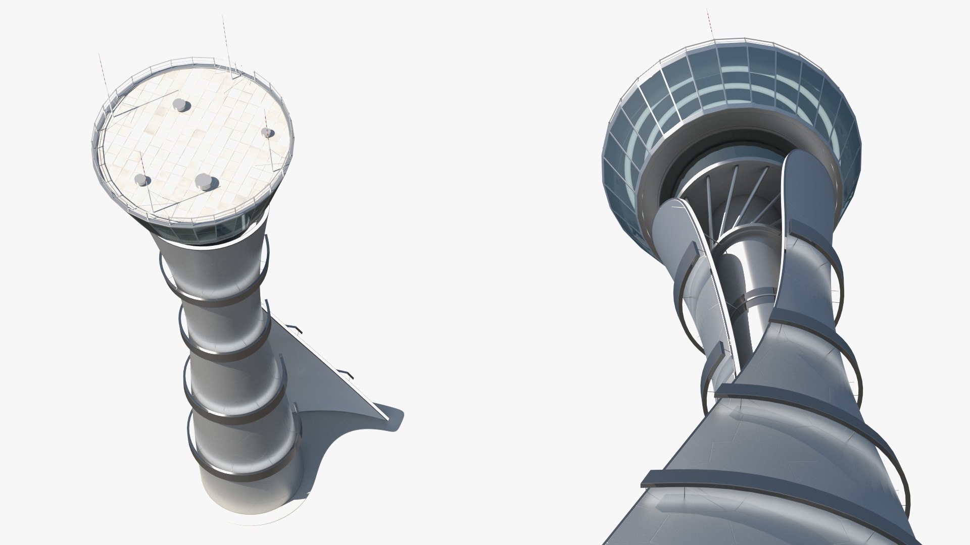 3D Model Airport Air Traffic Control Towers Collection - TurboSquid 2080794