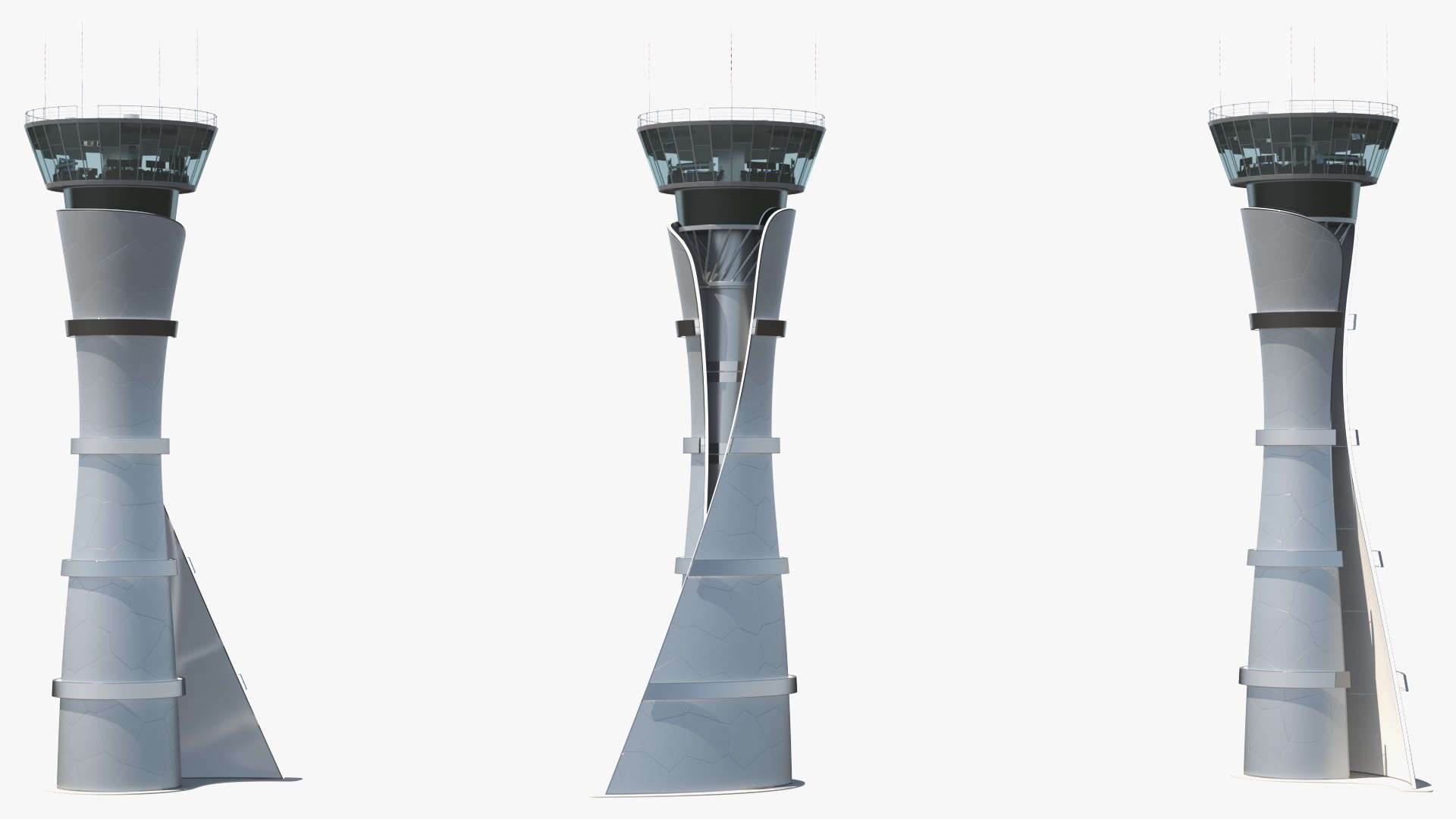 3D Model Airport Air Traffic Control Towers Collection - TurboSquid 2080794