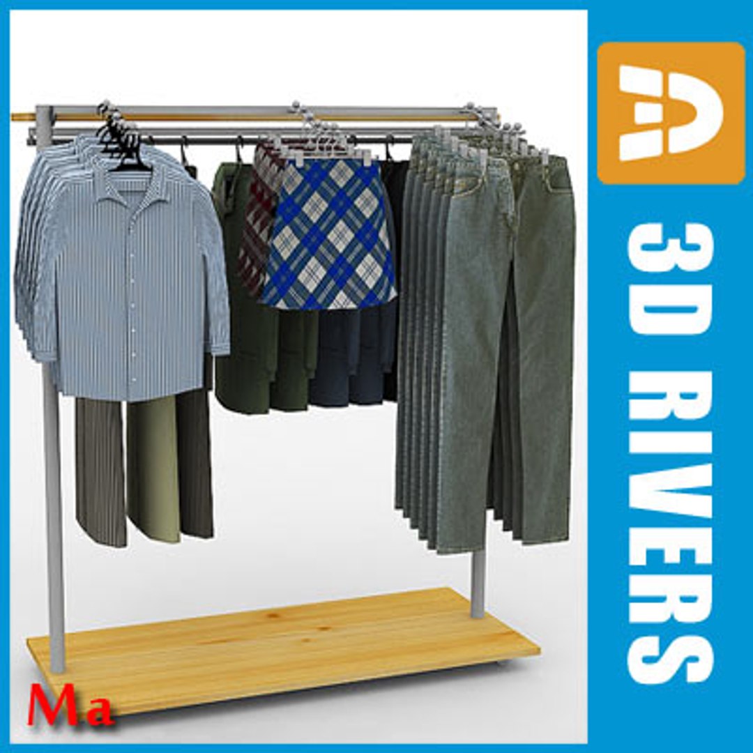 Retail Clothing Rack V1 3d Model