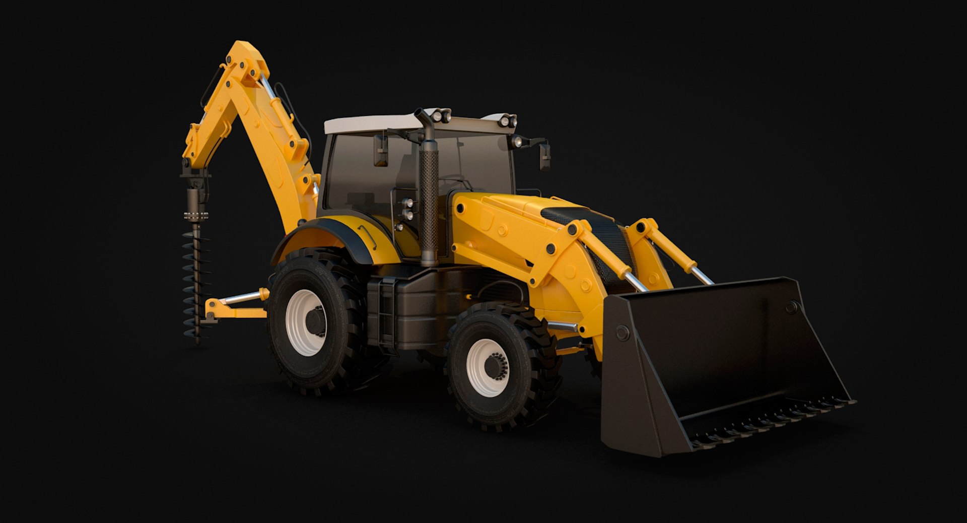 Backhoe Earth Auger 3D Model - TurboSquid 1226897