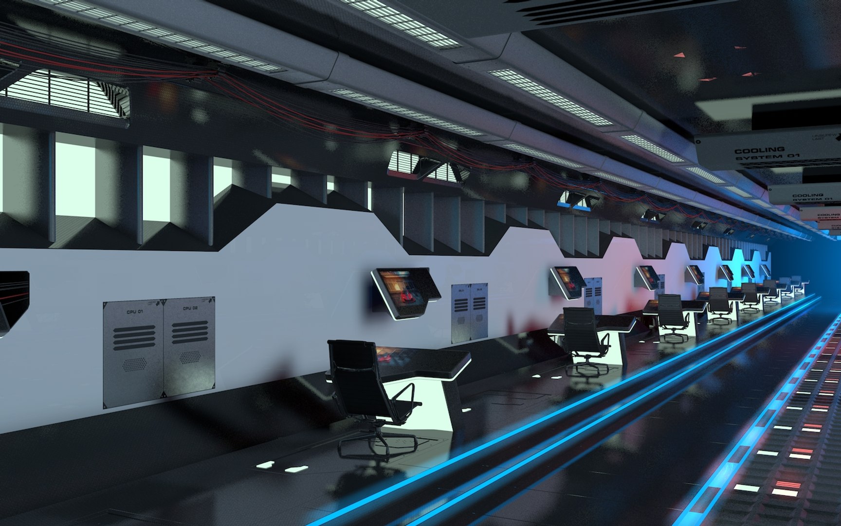 Sci-fi Hall 3d Model