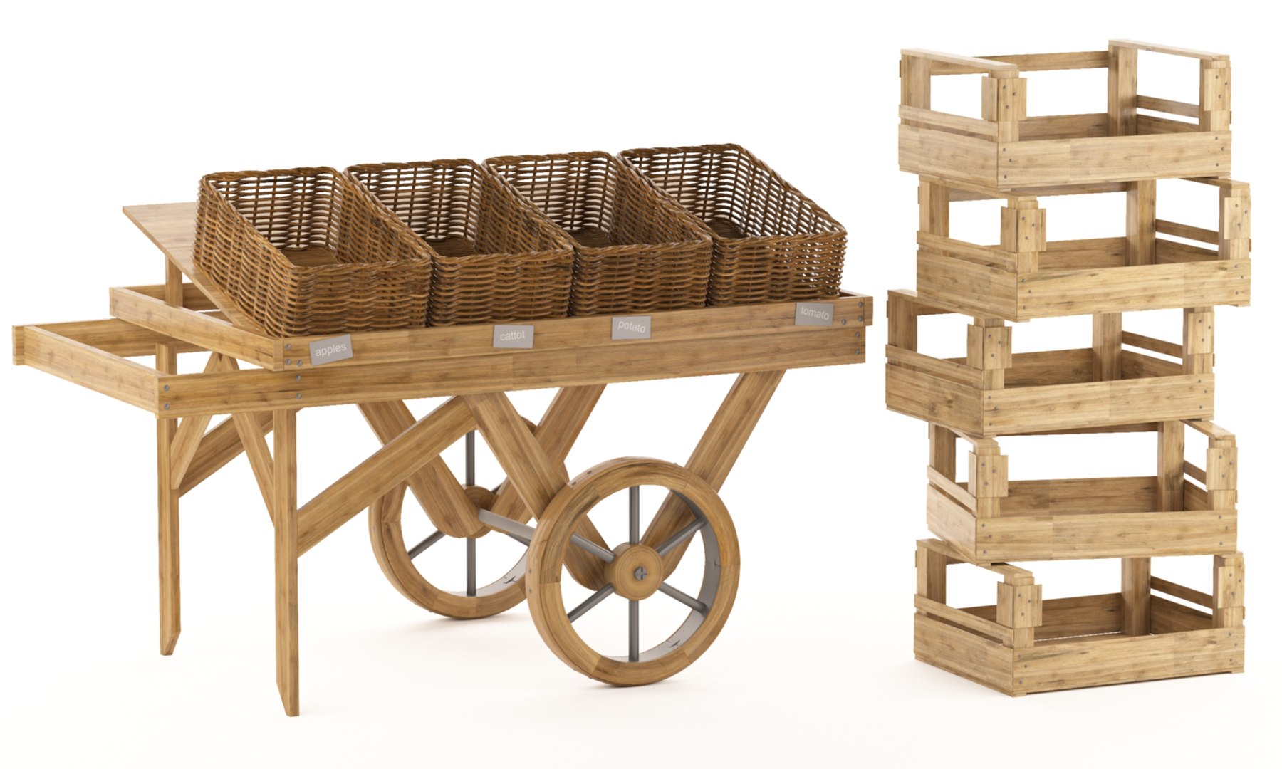 Wood Trolley Crates 3D Model - TurboSquid 1633510